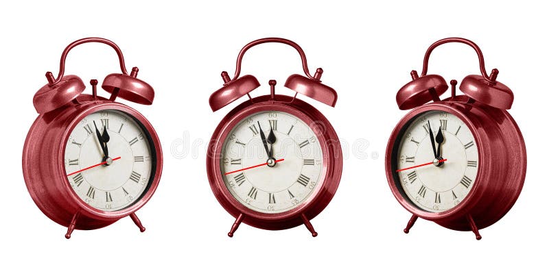 Set Collection Retro Clock, Watch, Pointer Clock, Red Color Alarm Clock ...