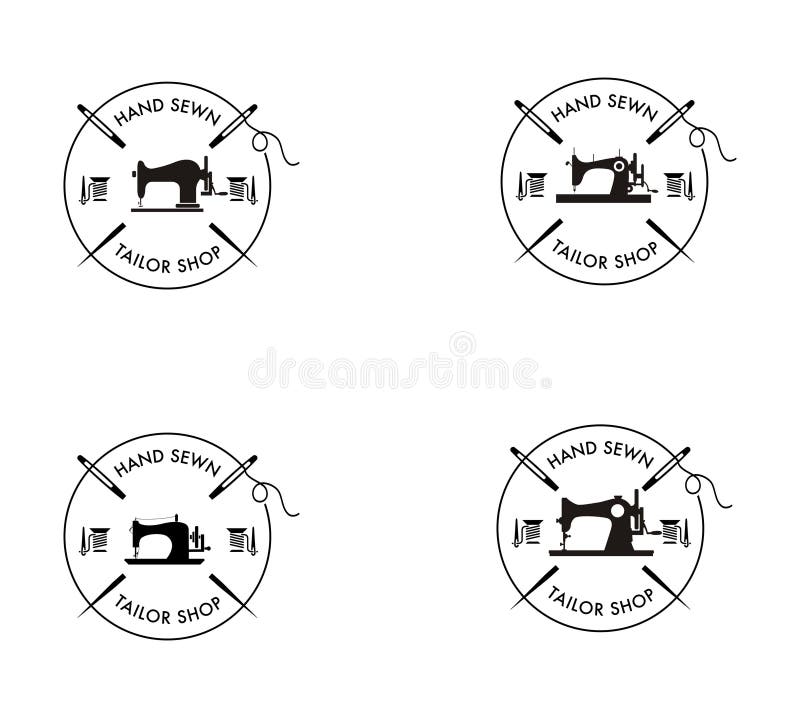 Set Collection Sewing Machine Logo Stock Illustration - Illustration of ...
