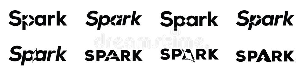Set of Collection Spark Logo Design, Typography Text Spark Graphic ...