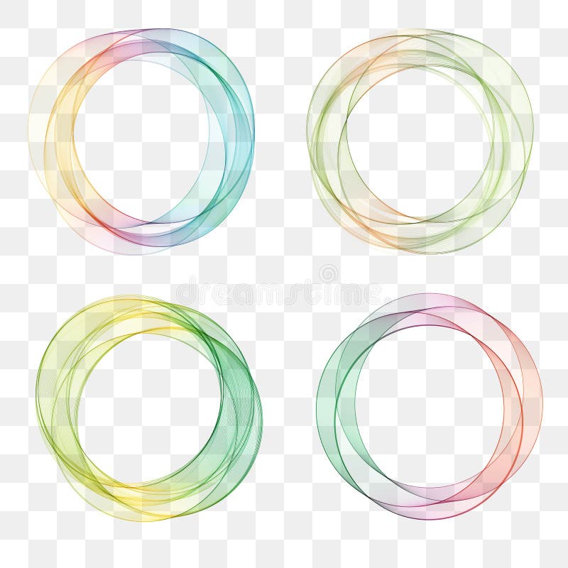Set Collection of Trendy Multicolored Overlapping Transparent Circle ...