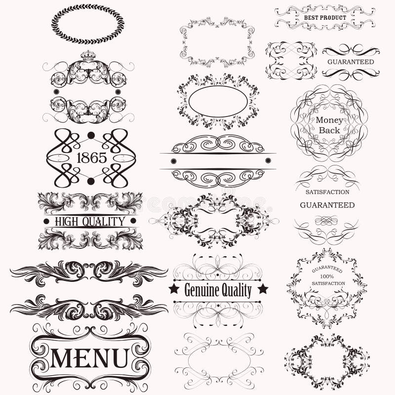 Set or Collection of Vector Calligraphic Elements and Page Decor Stock ...