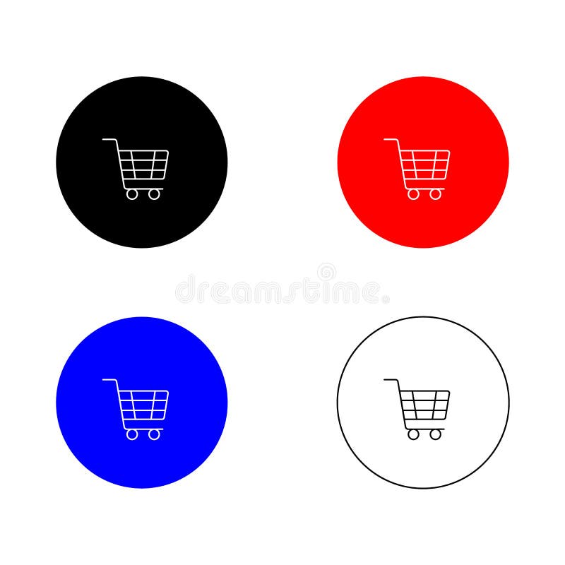 Set Collection of Vector Shopping Cart Icons on Different Colors ...