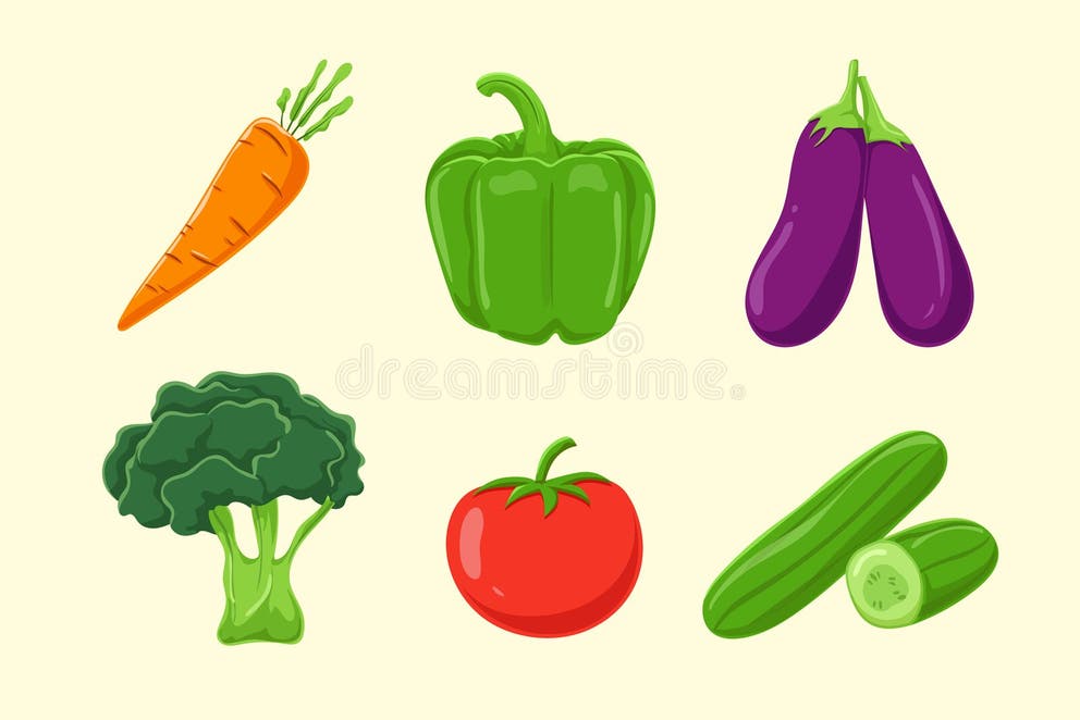 Set Collection of Vegetable Element Stock Vector - Illustration of ...
