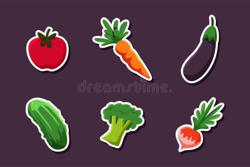 Set Collection of Vegetable Sticker Stock Vector - Illustration of ...