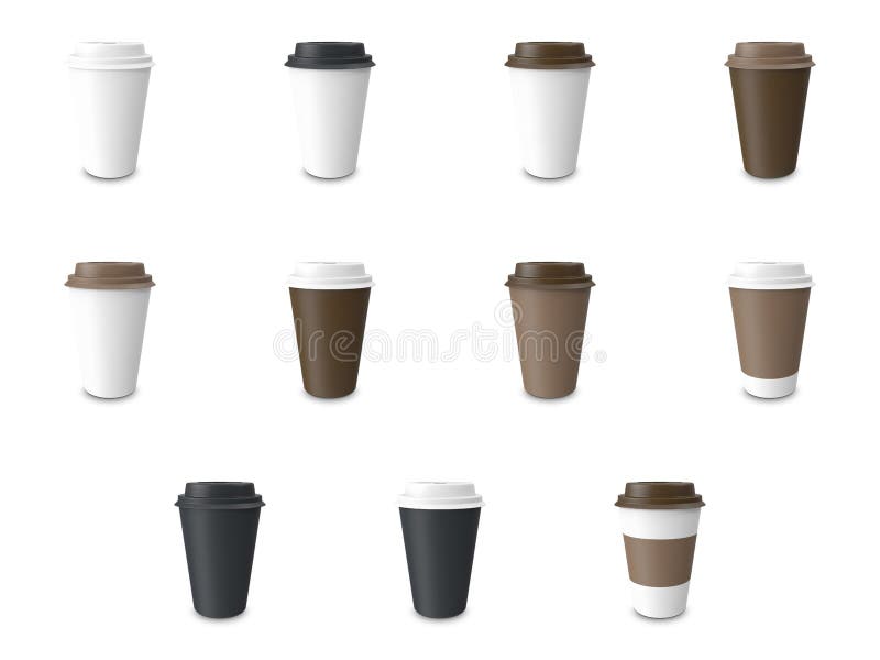 Set, Collection White Paper Cup with Label and without Label Isolated ...
