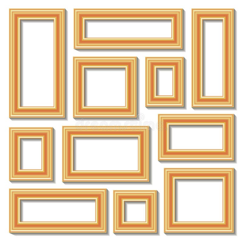 Set Collection of Empty Blank Ornamental Vintage Frames in Black Color ...