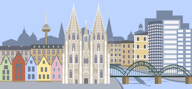 Set of Cologne landmarks stock vector. Illustration of gothic - 275707248