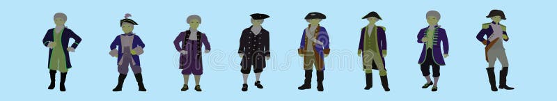 Set of Colonial Cartoon Icon Design Template with Various Models ...