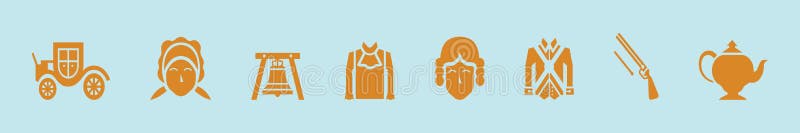 Set of Colonial Cartoon Icon Design Template with Various Models ...