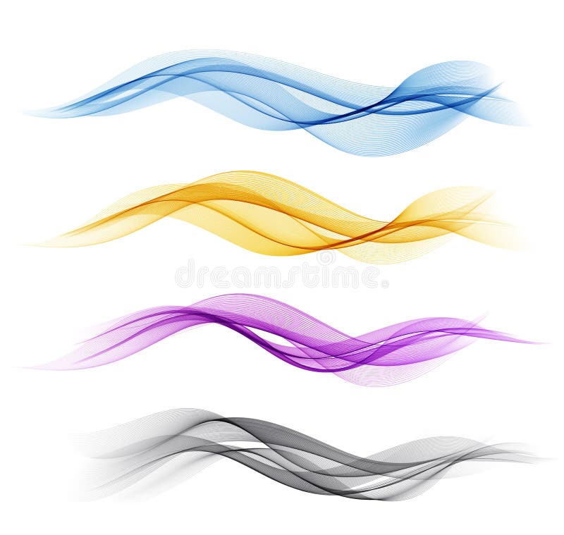 Set of Color Abstract Wave Design Element Stock Vector - Illustration ...