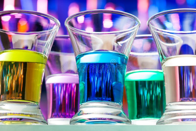 Set of Color Alcohol Drinks in Shots from Below Stock Image - Image of ...