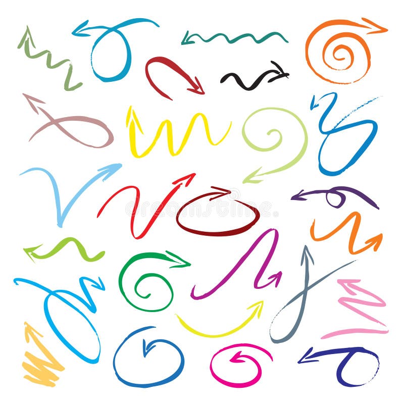 Set of Yellow Drawing Arrows. Vector Illustration. Stock Illustration ...