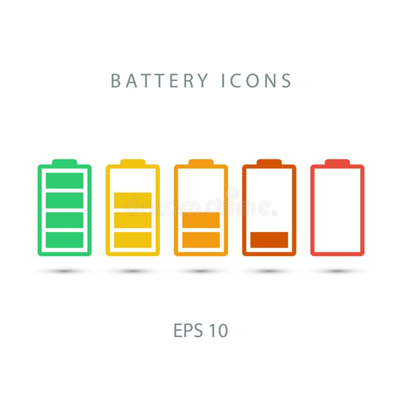 Set of Color Battery Icons. Stock Vector - Illustration of generation ...