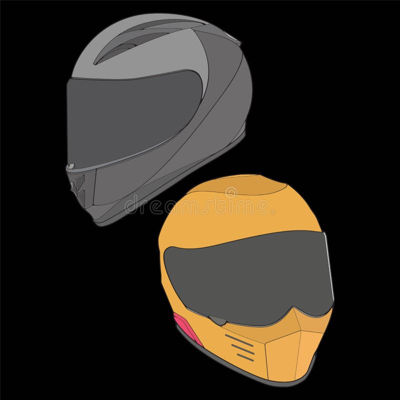 Set of Color Block Helmet Full Face Vector Illustration, Helmet Concept ...