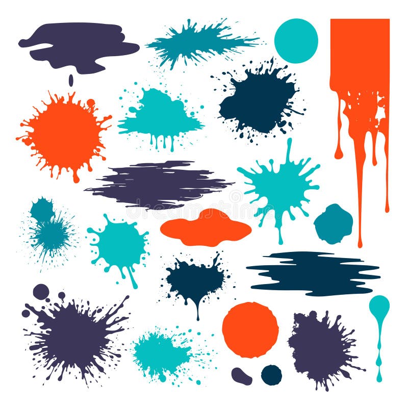 Set Color Blot Different Forms, Liquid Splat, Dirty Splatter, Spot ...