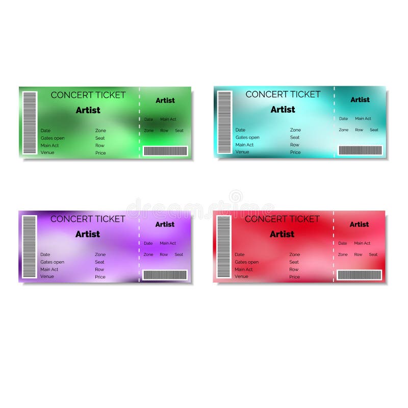 Set of Color Blurred Concert Tickets Stock Vector - Illustration of ...