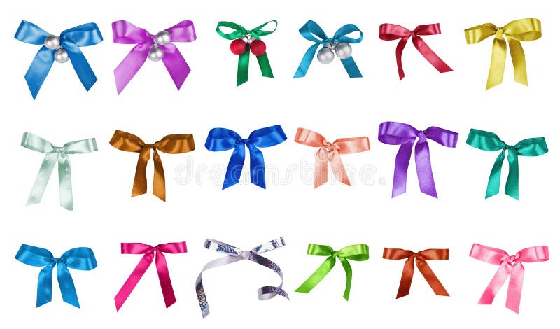 Set of Color Bows Isolated on the White Stock Photo - Image of curves ...