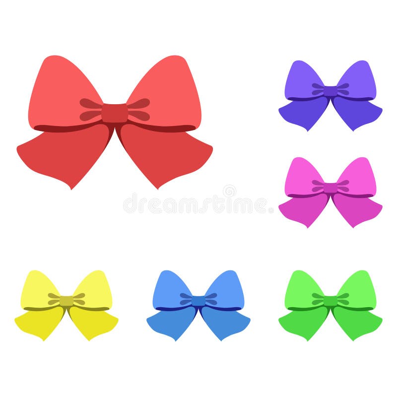 Set of Color Bows. Vector Illustration Isolated on White Background ...