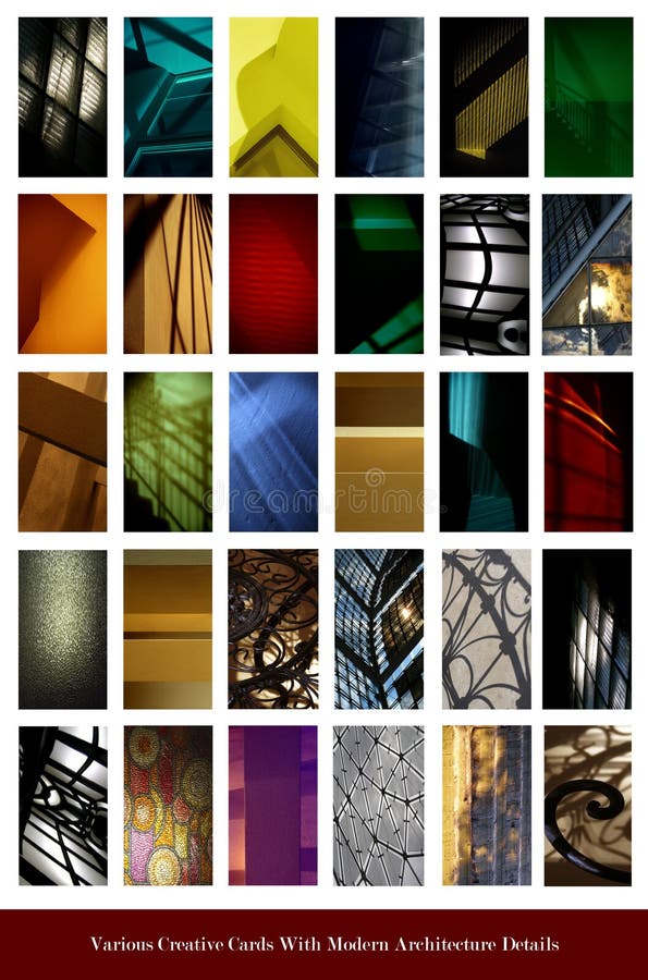 Set of Color Cards with Architecture Details Stock Photo - Image of ...
