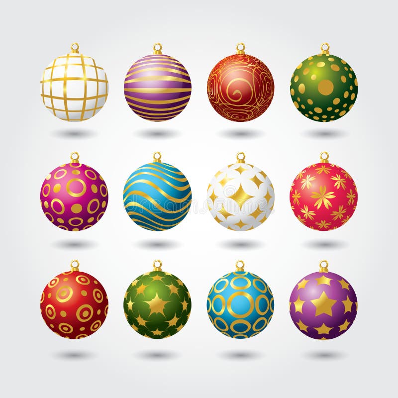 Set of Color Christmas Balls Stock Vector - Illustration of luxury ...