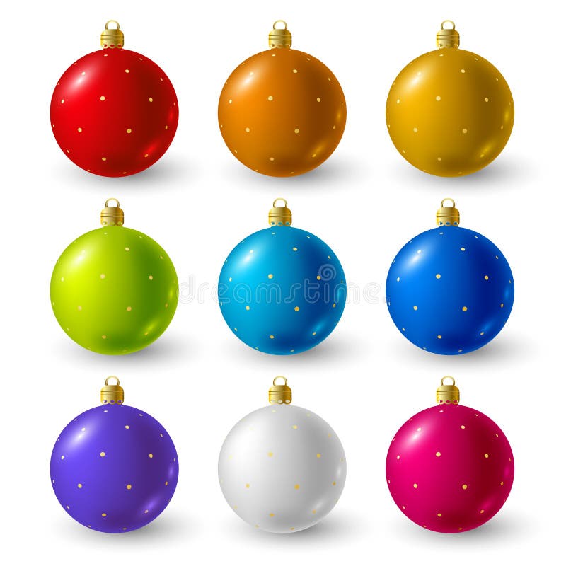 Color Christmas Balls With Golden Decorations Stock Vector ...