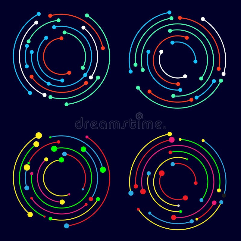 Set of Color Circle and Line Technology Icons Stock Vector ...