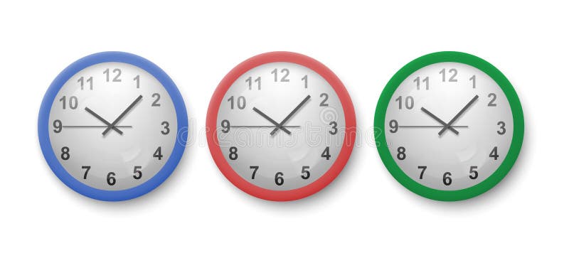 Set of Color Clocks, Vector Illustration. Stock Vector - Illustration ...