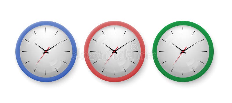Set of Color Clocks, Vector Illustration. Stock Vector - Illustration ...