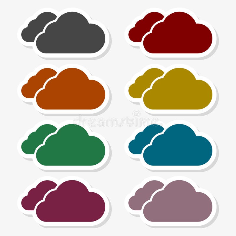 Set of color cloud icons stock vector. Illustration of lightning ...
