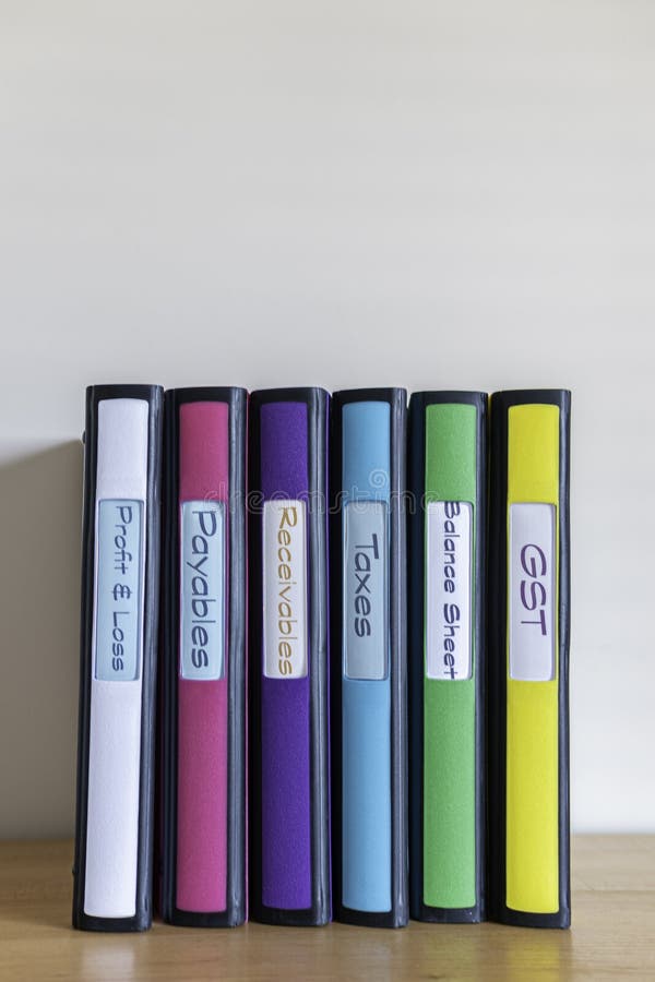Set of Color Coded Files and Binders Used by Bookkeeper and Accountant ...