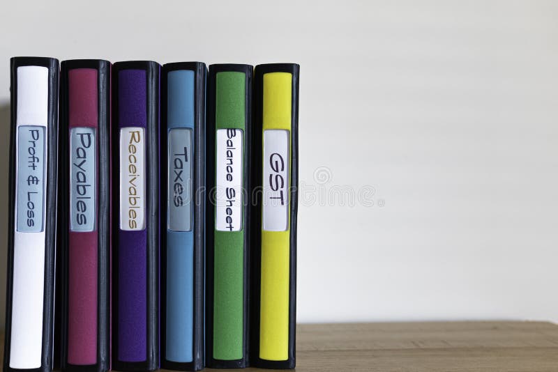 Set of Color Coded Files and Binders Used by Bookkeeper and Accountant ...