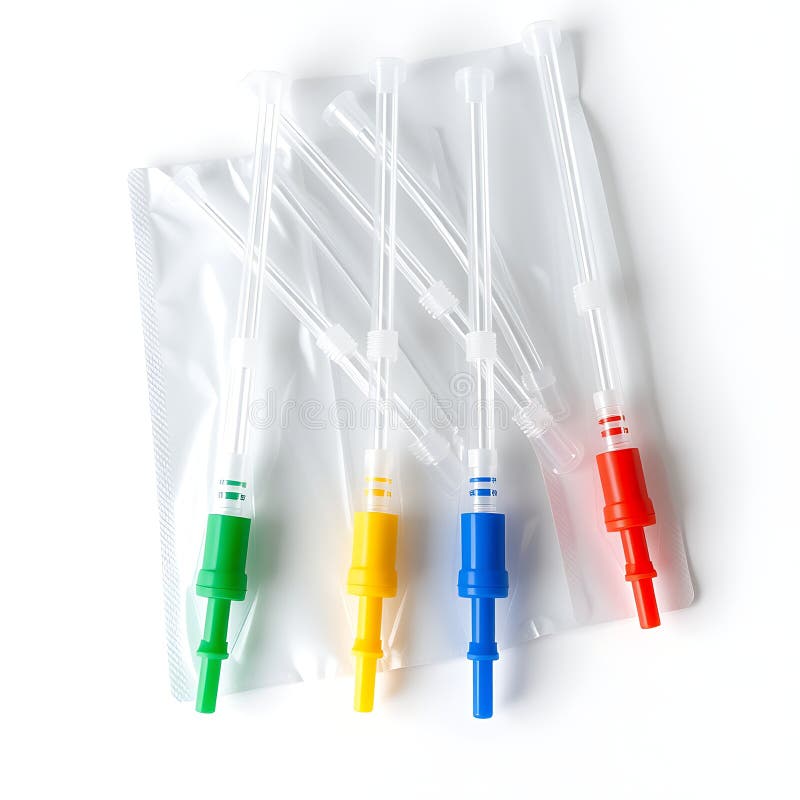 A Set of Color Coded IV Cannulas in Their Sterile Packaging, Placed ...
