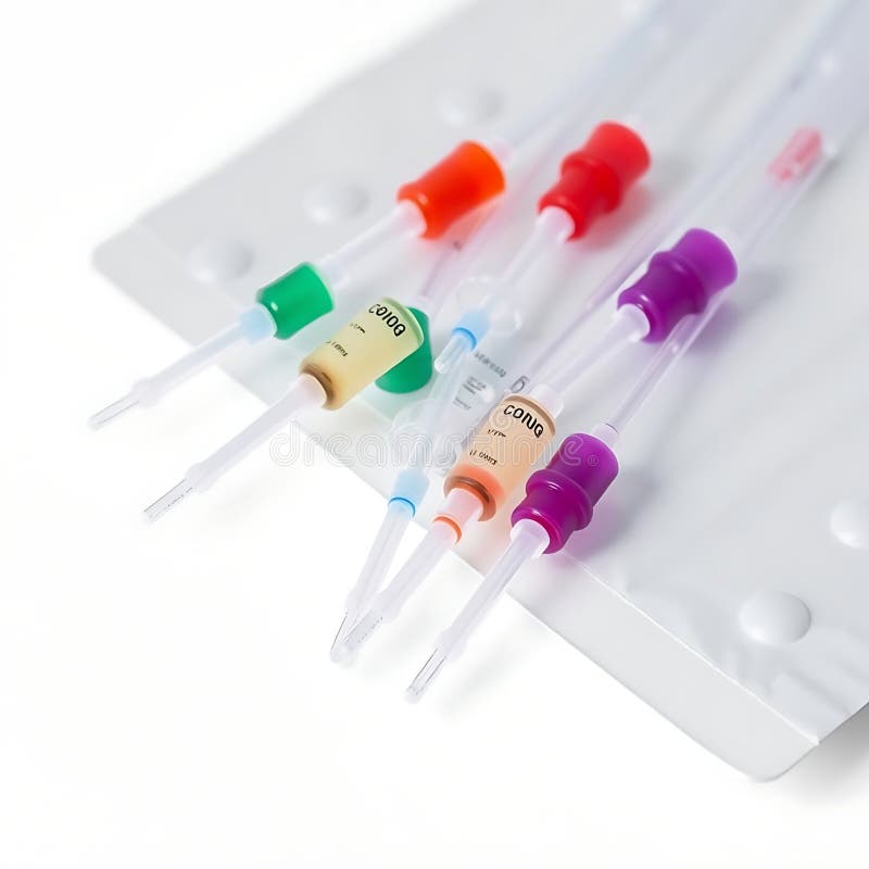 A Set of Color Coded IV Cannulas in Their Sterile Packaging, Placed ...