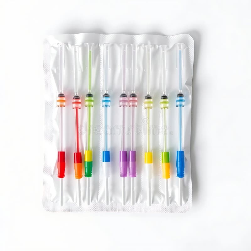 A Set of Color Coded IV Cannulas in Their Sterile Packaging, Placed ...