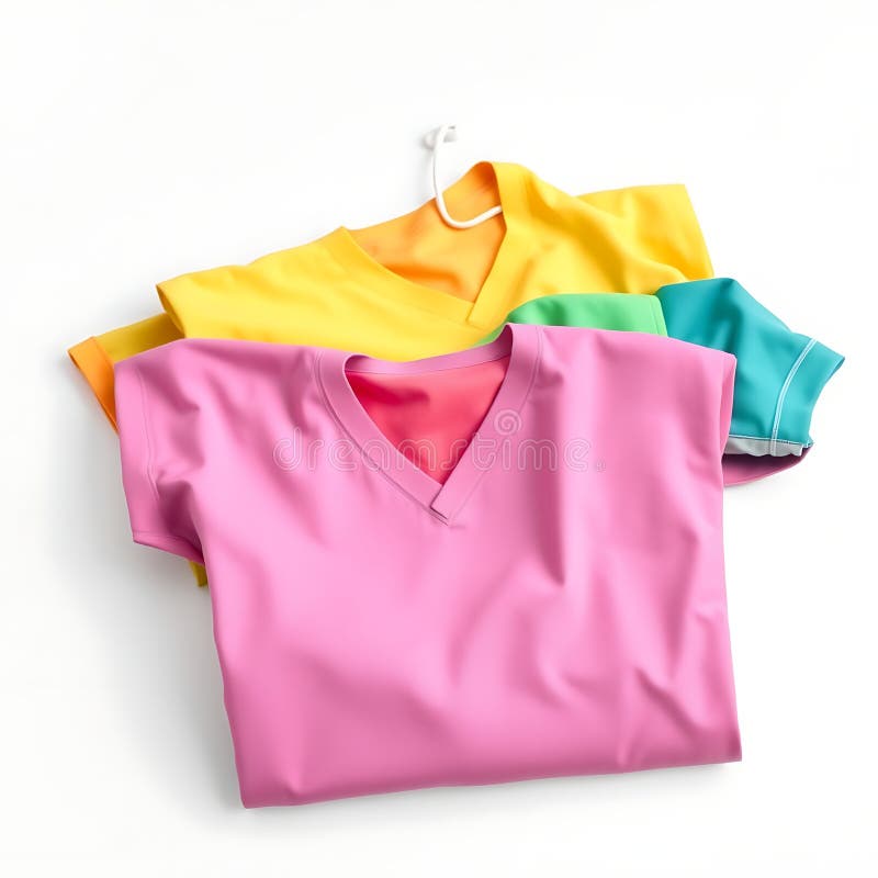 A Set of Color Coded Sterile Surgical Scrubs, Neatly Folded on a White ...