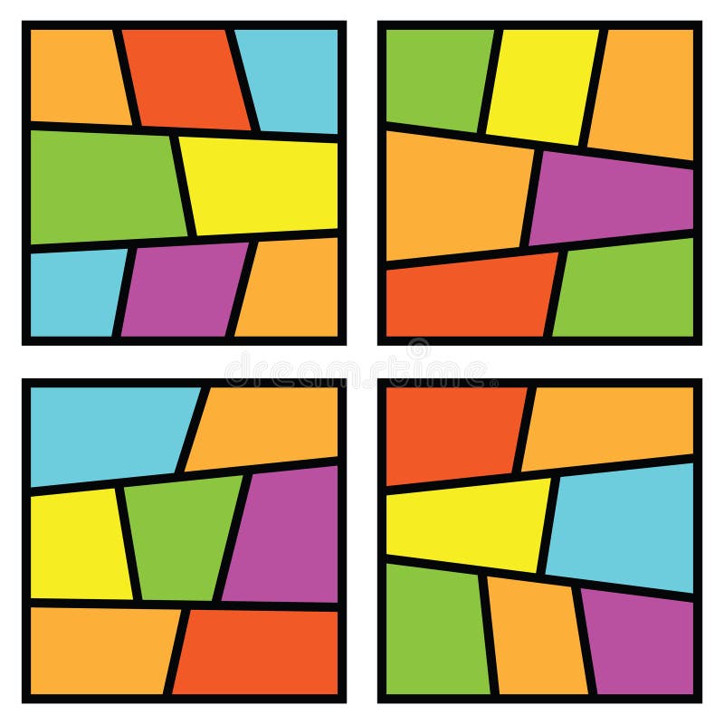 Set of Color Collage Grid Comic Divider Blank Template Isolated Stock ...