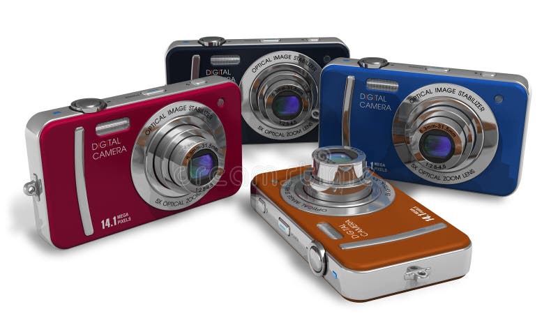 Set of Color Compact Digital Cameras Stock Illustration - Illustration ...