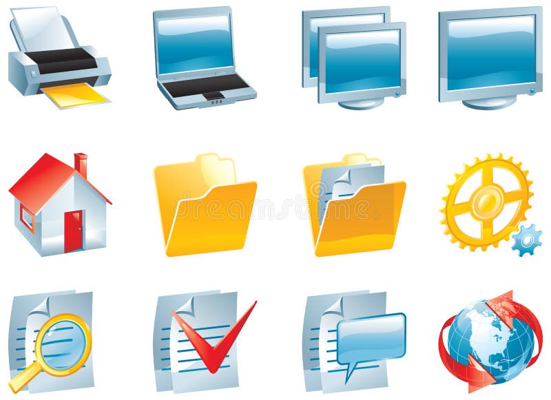 Set 2 of Color Computer Icons Stock Vector - Illustration of interfase ...