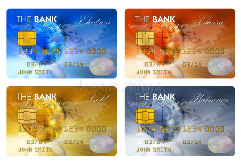 Set of color credit cards stock illustration. Illustration of object ...