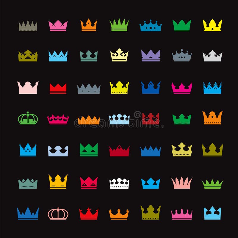 Set of Color Crowns. Vector Icons Stock Illustration - Illustration of ...