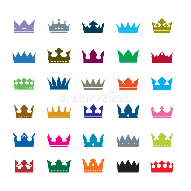 Set of Color Crowns. Vector Icons Stock Illustration - Illustration of ...