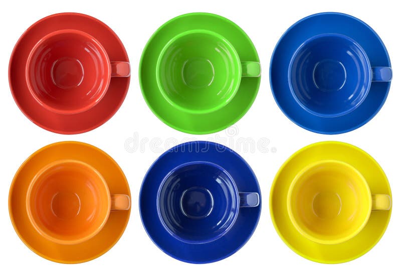 Empty Cup and Saucer Top View Isolated on White Stock Photo - Image of ...