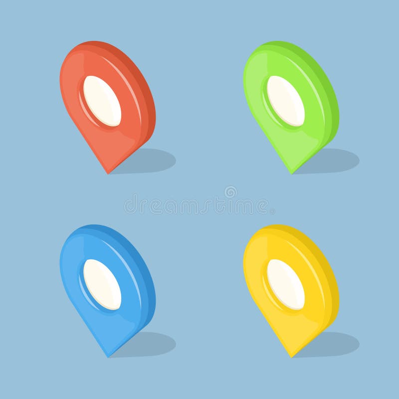Set of Color 3d GPS Pointers Isolated on Blue Stock Vector ...