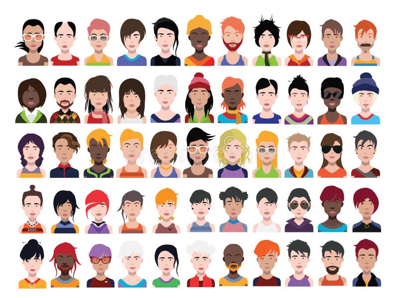 Set of 50 Color, Diferent Avatar Set 3 Stock Vector - Illustration of ...