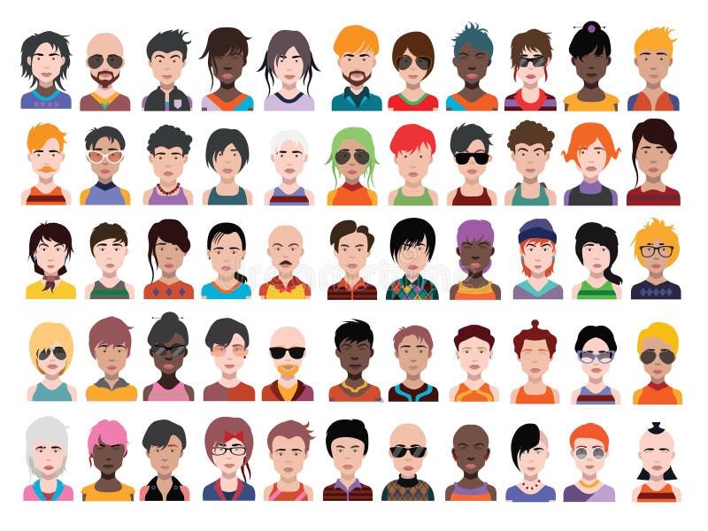 Set of 50 Color, Diferent Avatar Set 4 Stock Vector - Illustration of ...