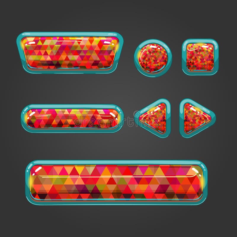 Stone Panel Banner with Buttons for Ui. Stock Vector - Illustration of ...