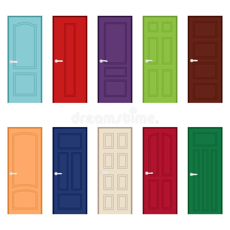 Set of Color Door Icons, Vector Illustration Stock Vector ...