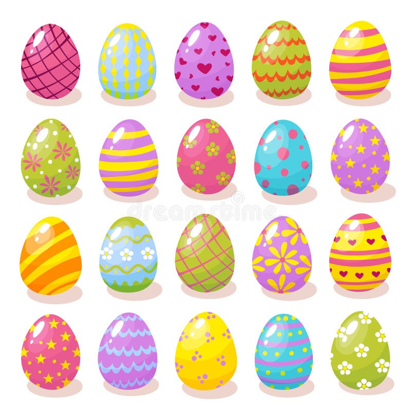 Set of color Easter eggs stock vector. Illustration of eggs - 86178035