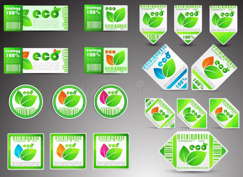 Set of color eco tickets stock vector. Illustration of ecology - 25365225