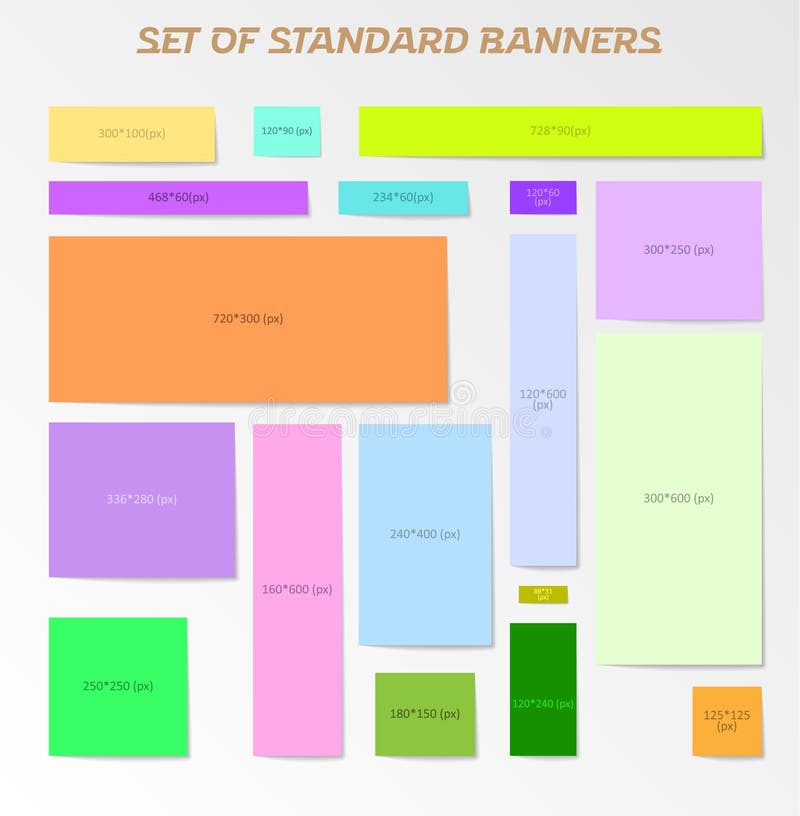 Set of Color Editable Standard Size Banners Stock Vector - Illustration ...